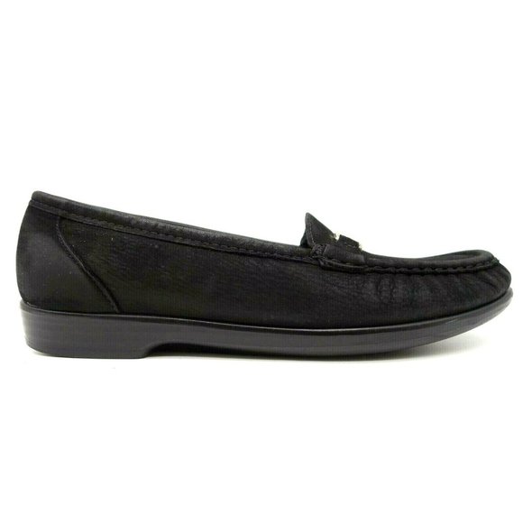 SAS | Shoes | Sas Tripad Black Leather Slip On Horsebit Comfort Flats ...